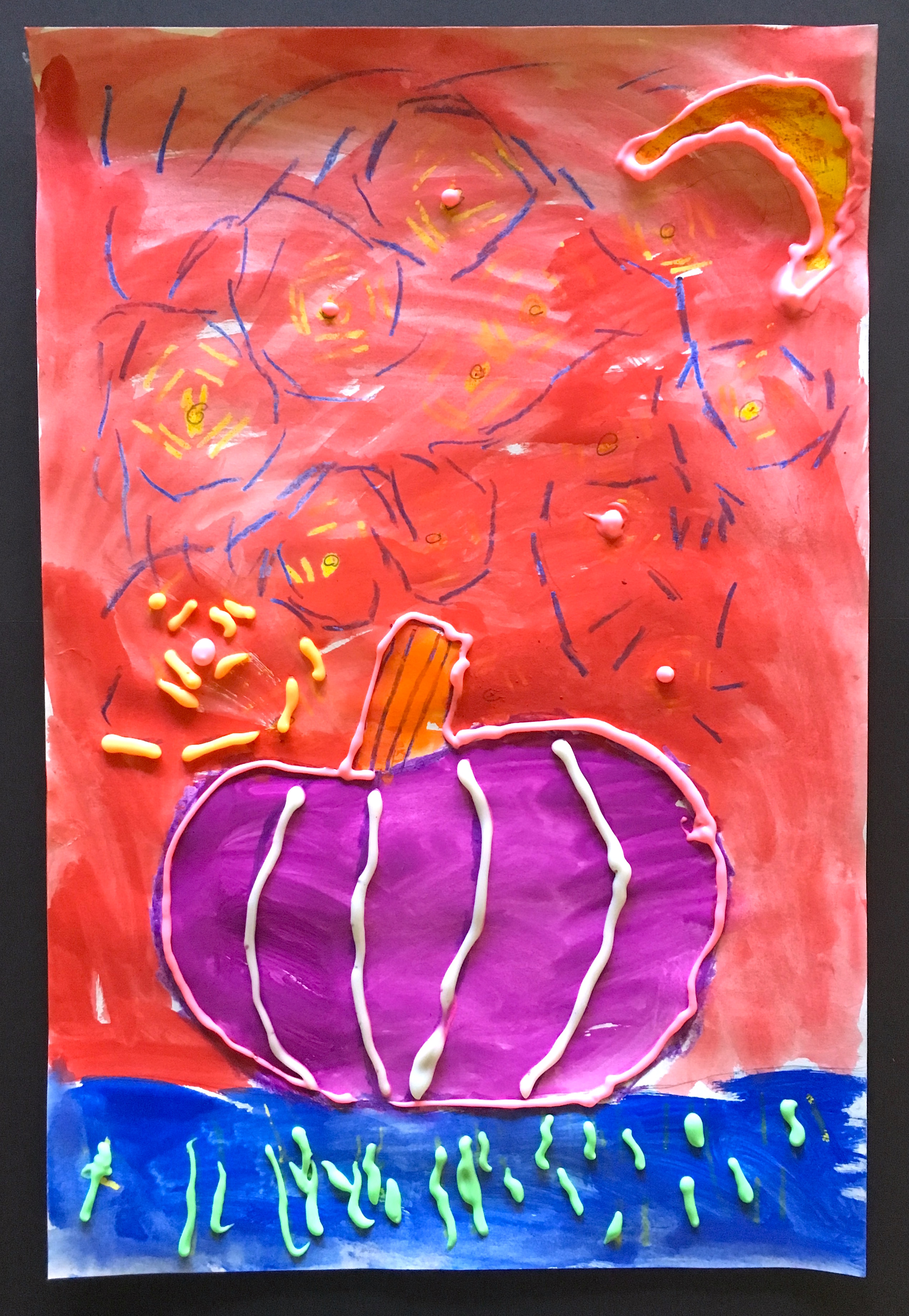1ST GRADE – “PUMPKIN’S STARRY NIGHT” PAINTINGS! – Art with Mrs Filmore