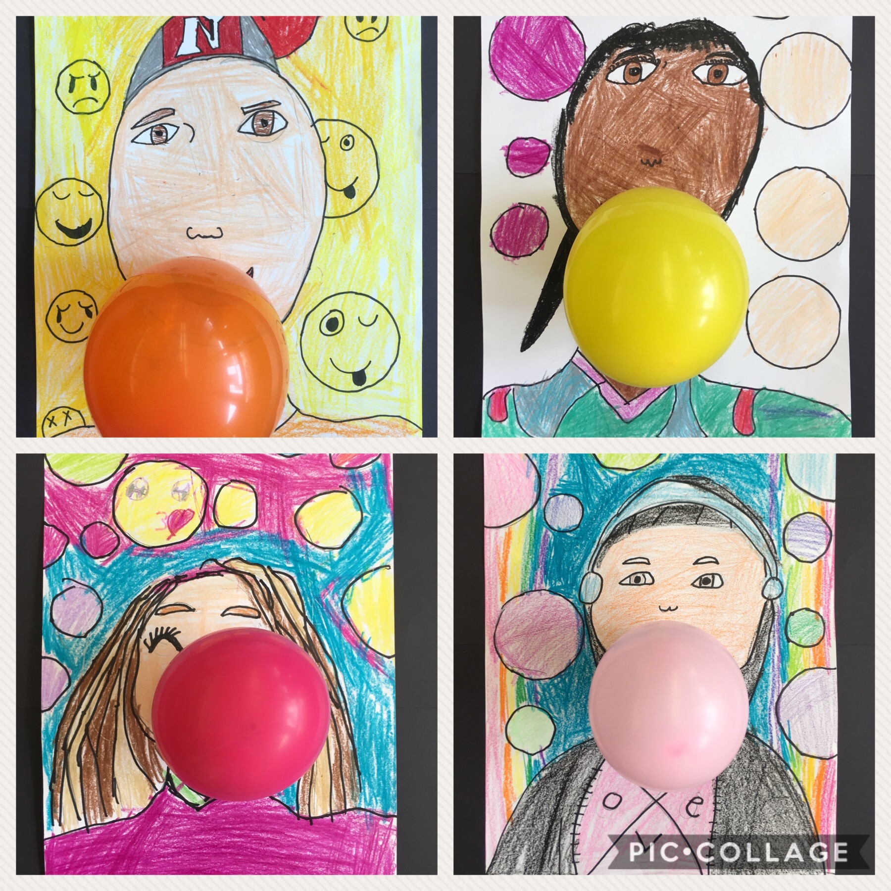 1st Grade- Bubblegum Blowing Self-portraits (before the bubble!) – Art ...